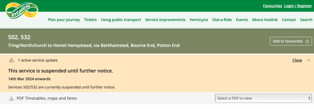 Disappearing bus routes in Dacorum – BusAndTrainUser